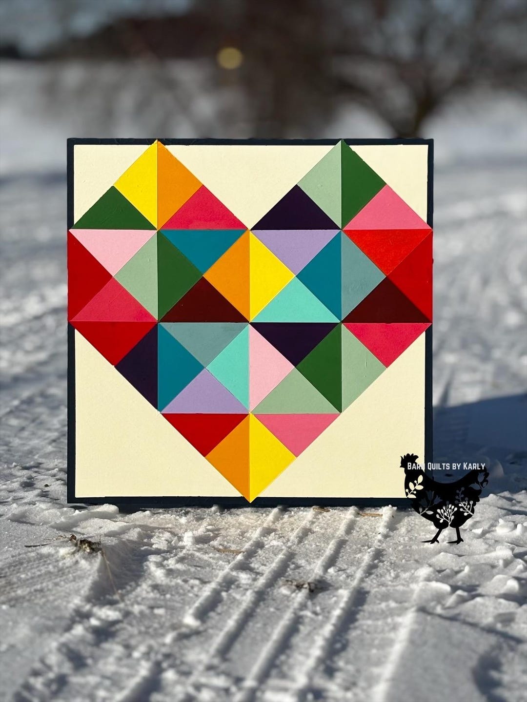 Barn Quilt, Heart Barn Quilt, Wall Decor Barn Quilts, Colorful Heart ...