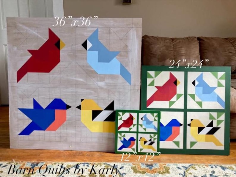 Bird Barn Quilt: Colorful Painted Wall Decor - Etsy