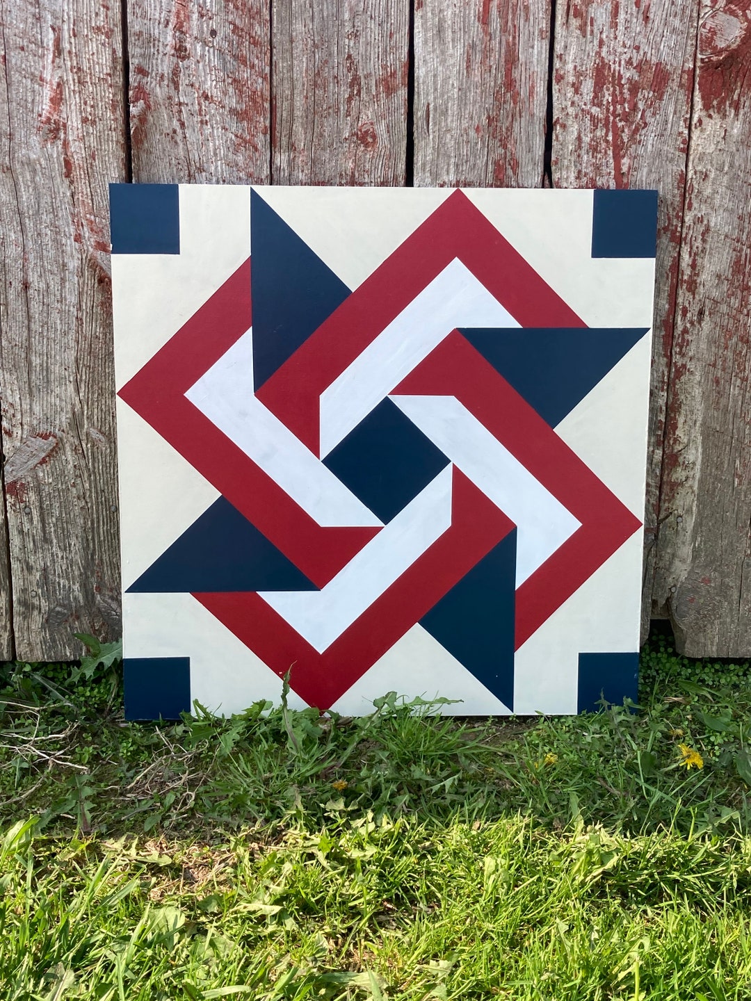 Barn Quilt, Patriotic Barn Quilt, Double Pinwheel, Wall Decor, Home ...