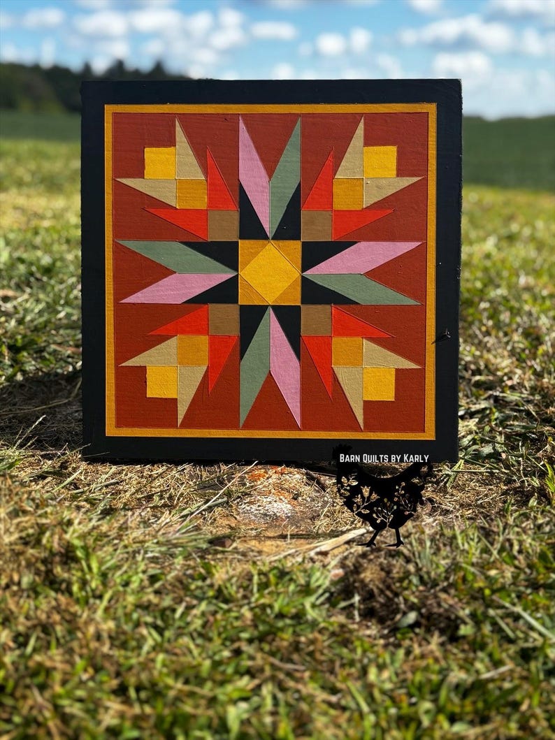 Thistle Rose Barn Quilt: Autumn Wall Decor - Etsy