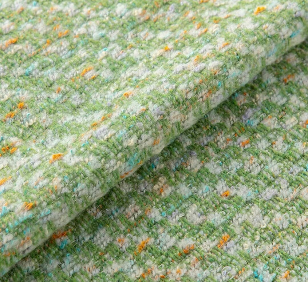 Luxury Apple Green Tweed,wool Polyester Fabric DIY, Coat Jacket Suit ...