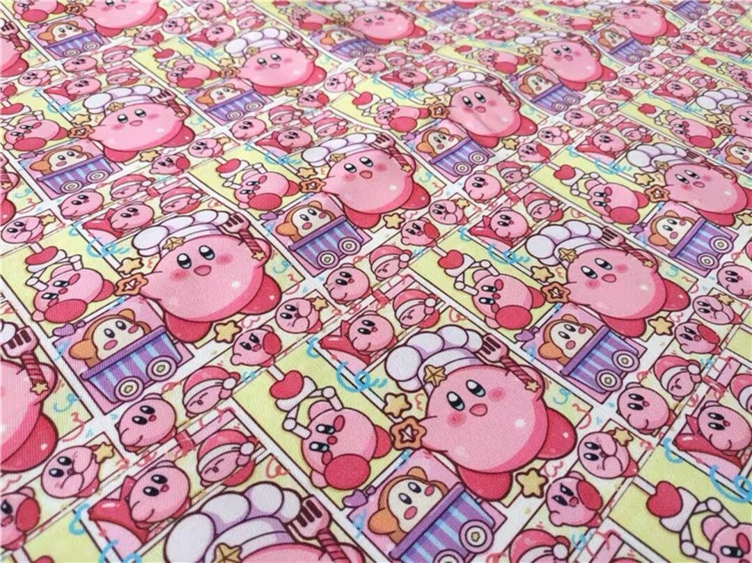 Cute Cartoon Kirby Khaki Twill Fabric DIY - Etsy
