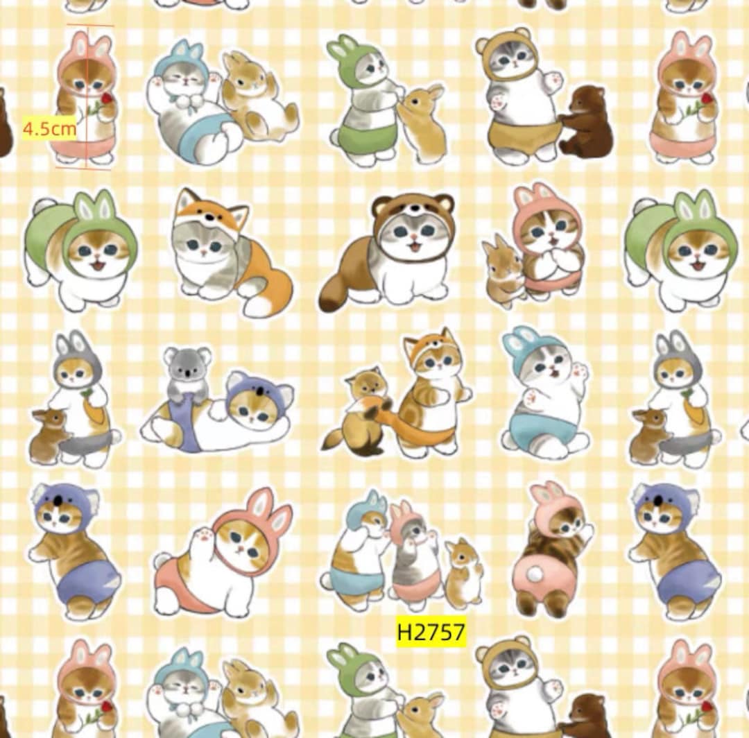 Mofusand Polyester Waterproof Fabric DIY - Etsy