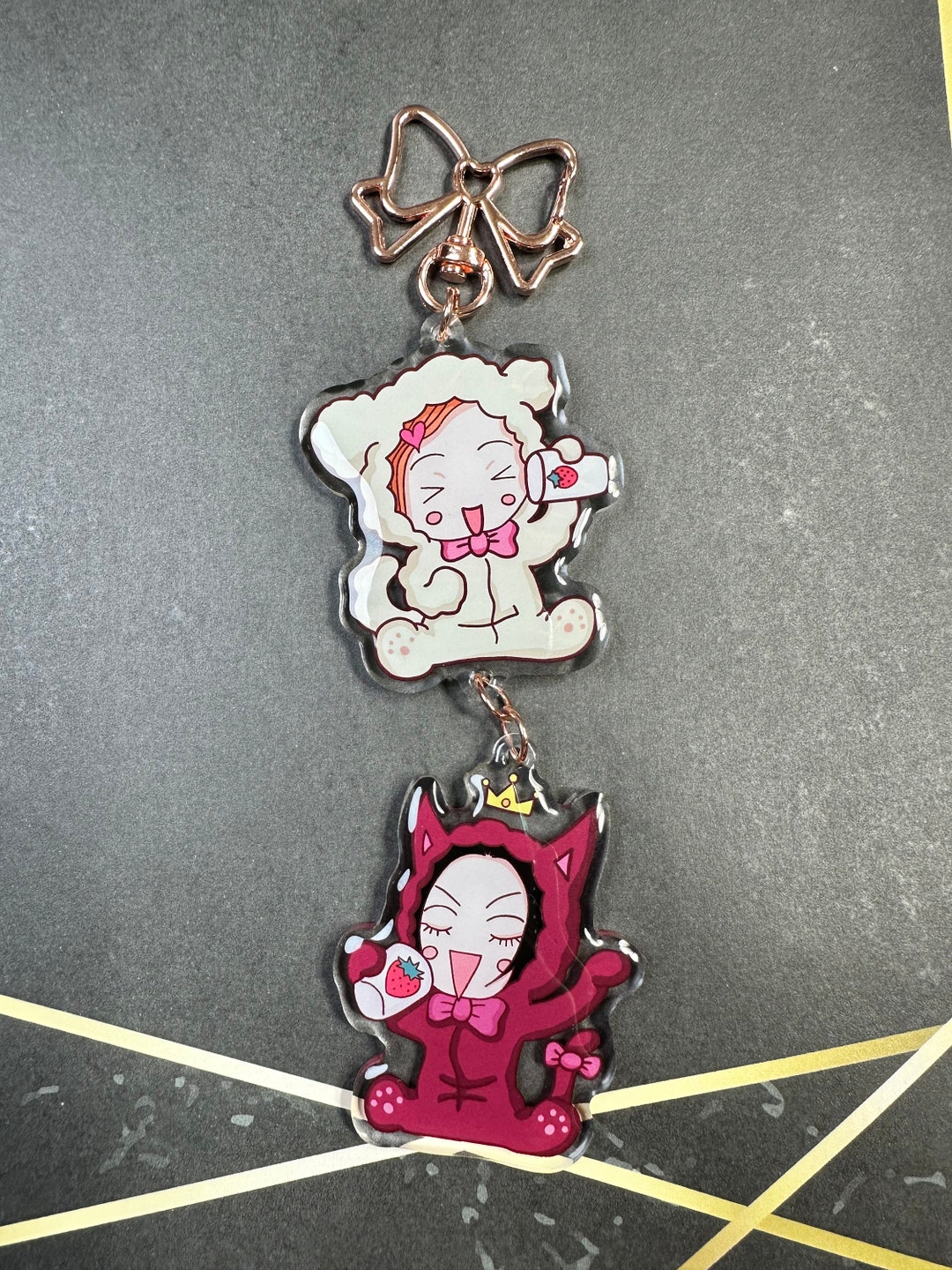 Kawaii Strawberry Karoke Anime Dangling Hangling Connection Linked 2.5 ...