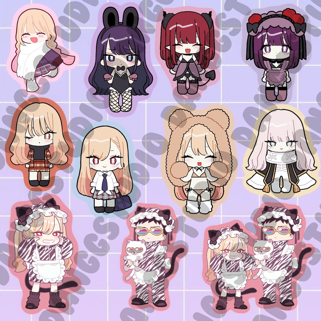 MDUD Cartoon Chibi Cosplay Marin Die Cut Sticker Pack | Anime Sticker ...