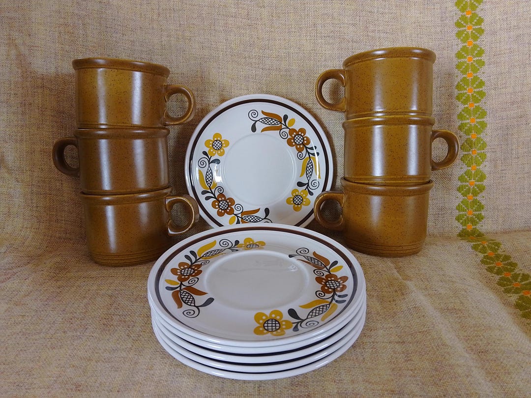 Myott Folklore Ironstone Ware Cups and Saucers Set of Six - Etsy