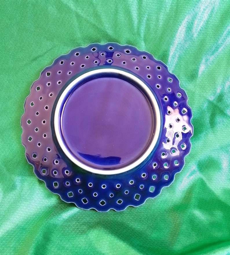 Cobalt Blue Japanese Porcelain Reticulated Edge Plate - Etsy