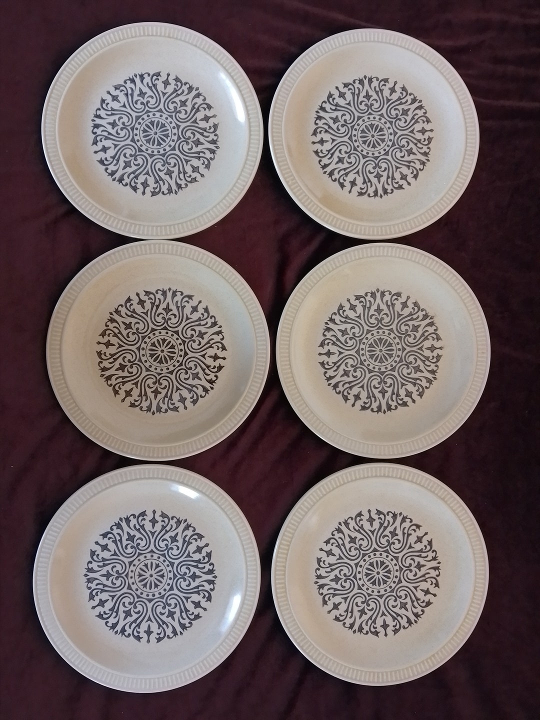 Set of Six Three Castles Brown Scroll Dinner Plates - Etsy