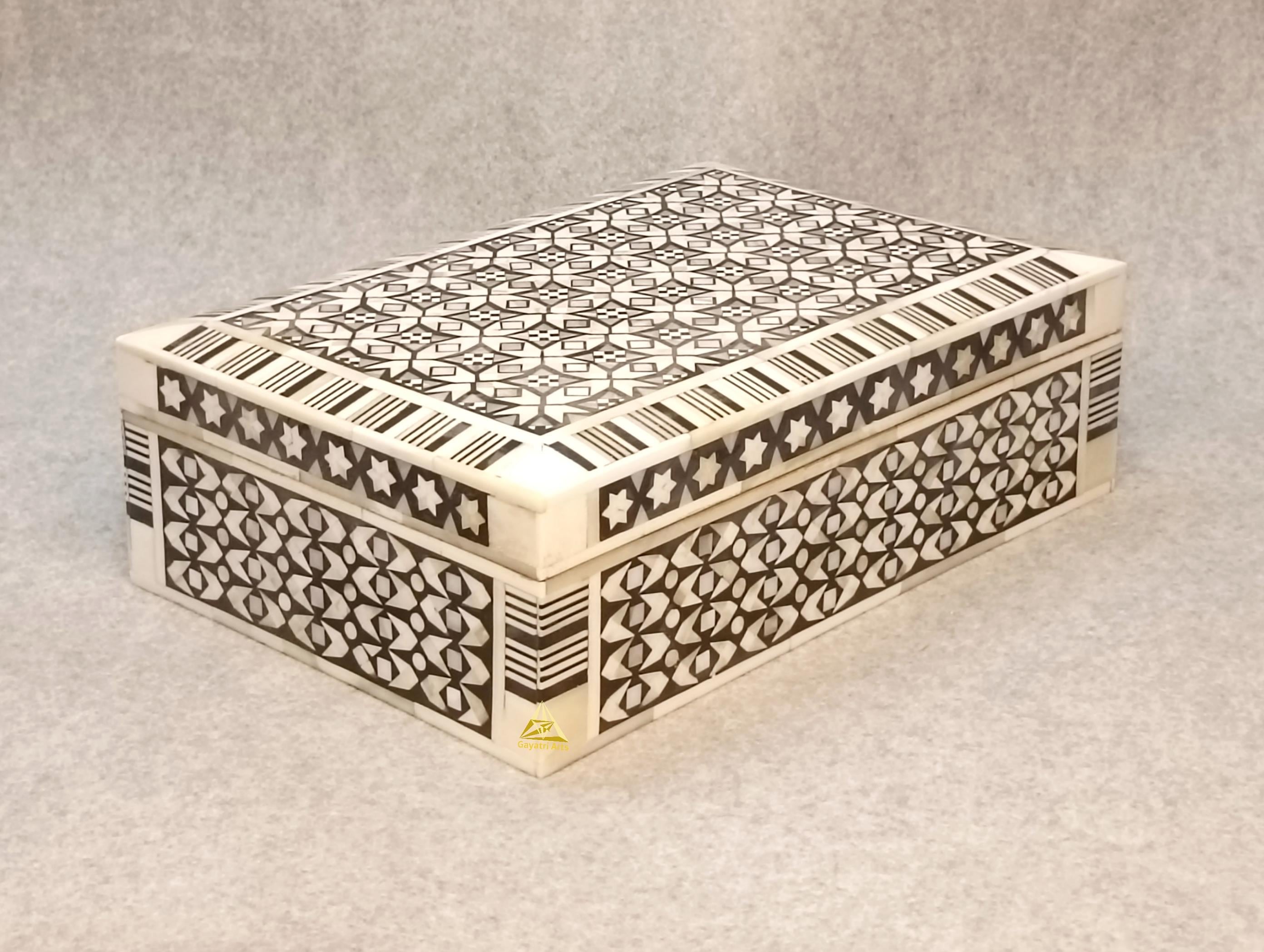 Home Decor Bone Inlay Box | Bone and Mother of Pearl Inlay Jewelry Box ...