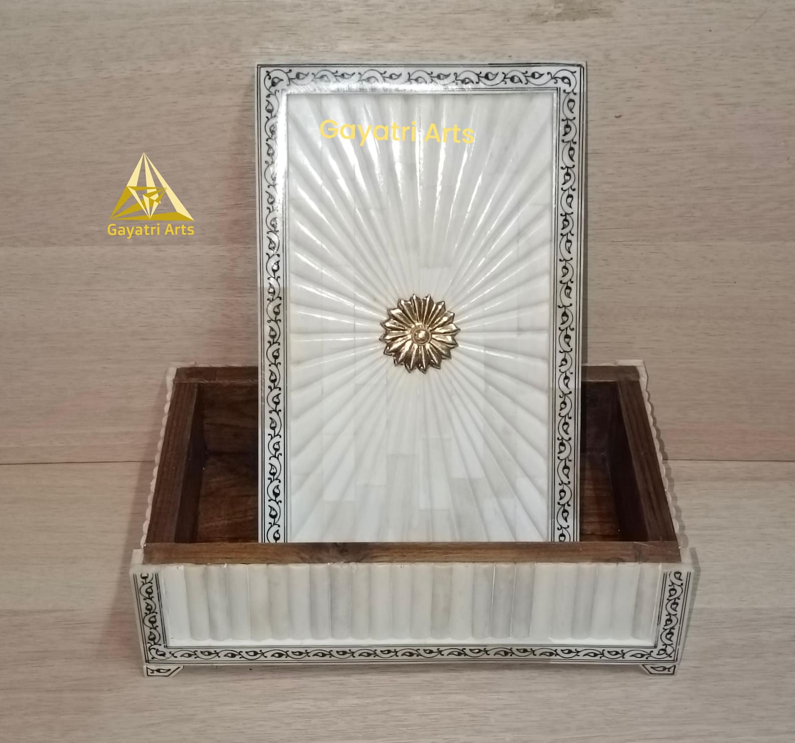Hand Painted Bone Inlay Carving Design Box | Bone Inlay Hand Carved ...