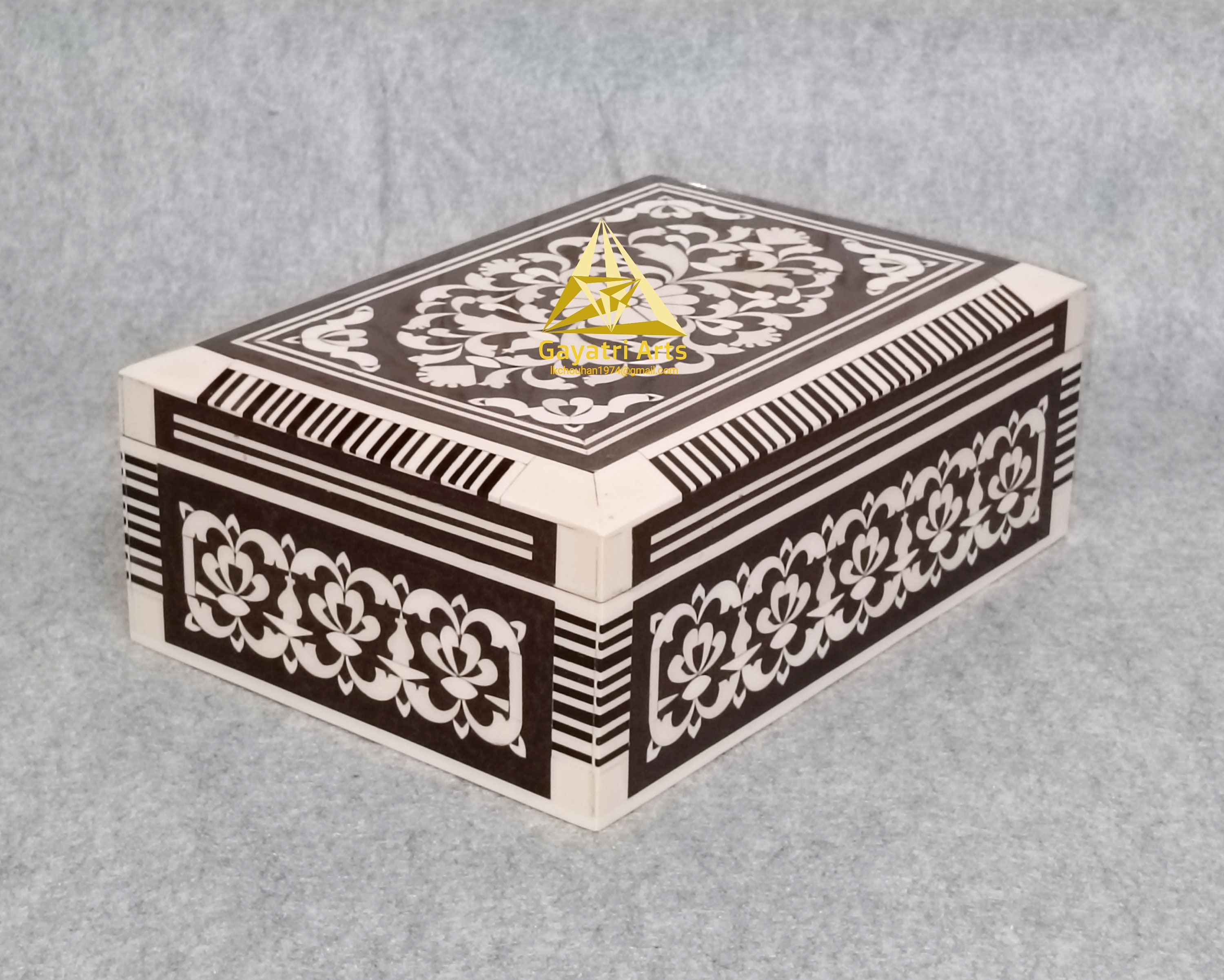 Jewelery Box Home Decor Box Keepsake Box Flowers Leaf Design Box Wood ...