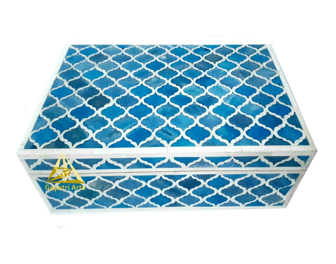 Home Decorative Bone Inlay Storage Box Hand Carved Blue - Etsy