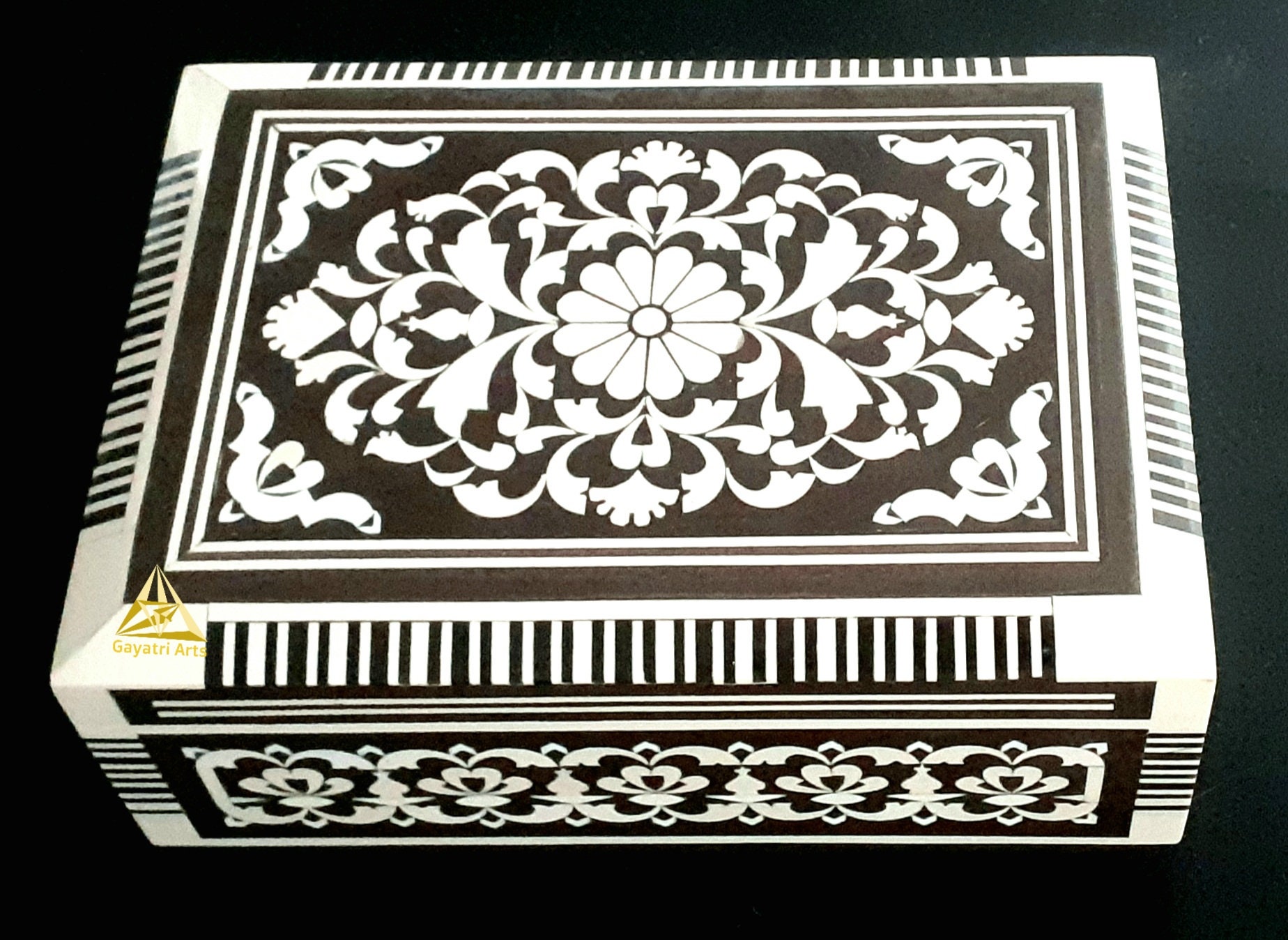 Jewelery Box Home Decor Box Keepsake Box Flowers Leaf Design Box Wood ...