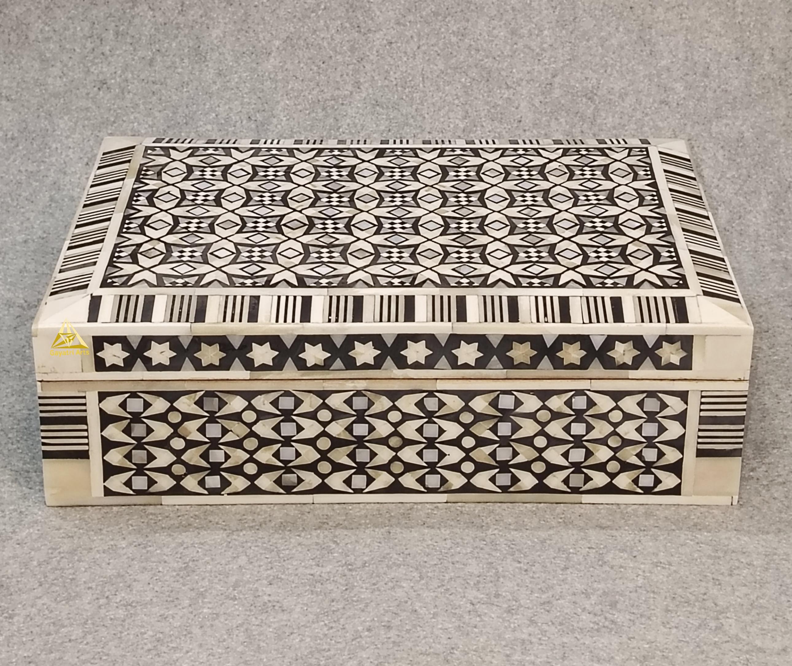 Home Decor Bone Inlay Box | Bone and Mother of Pearl Inlay Jewelry Box ...