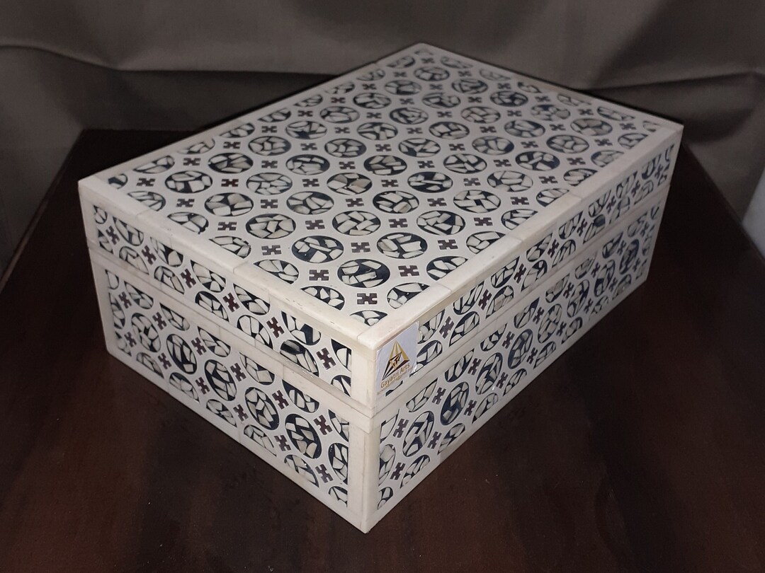 Antique Look Bone Inlay Box Unique Design Box Storage Box Jewelery Box ...