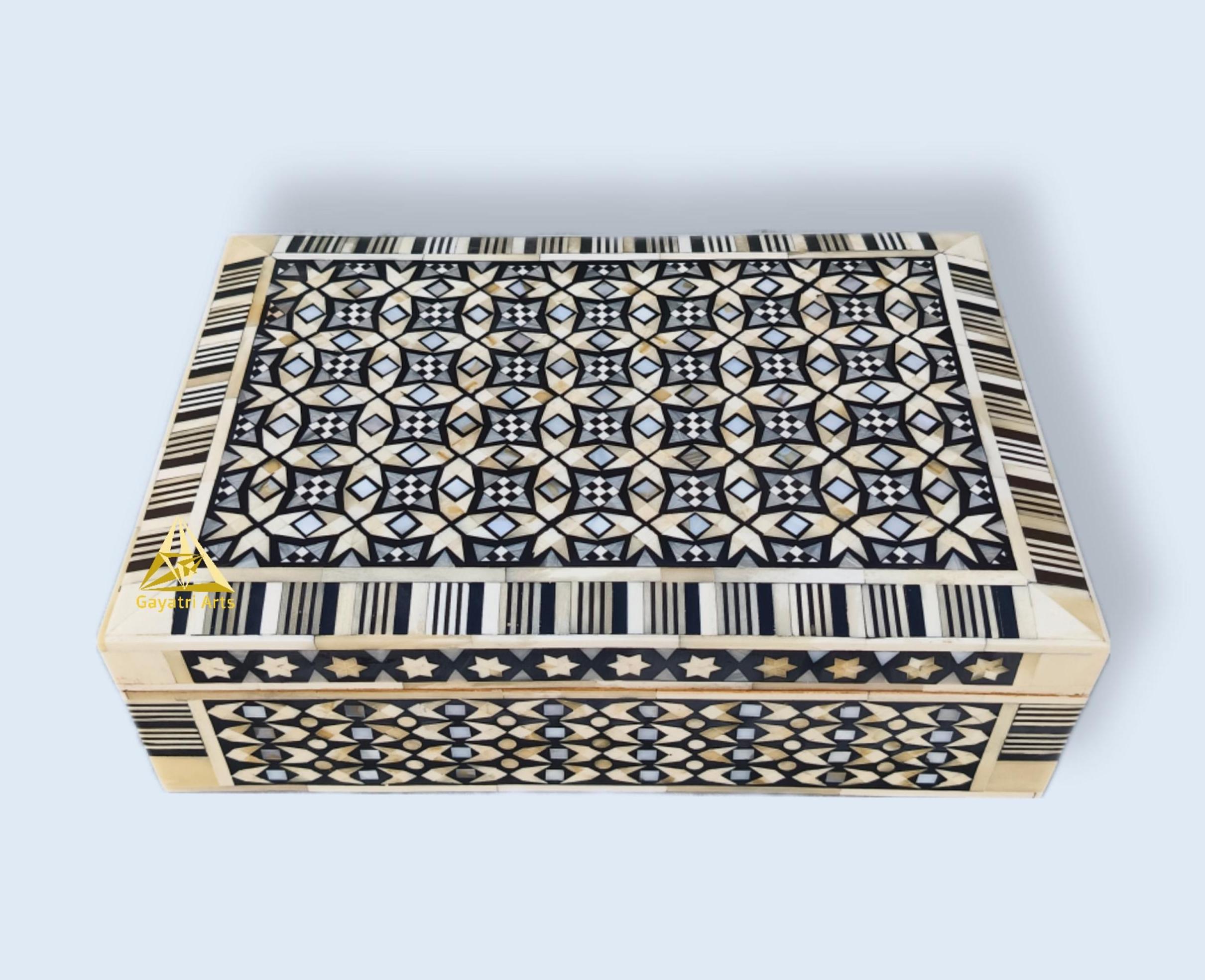 Home Decor Bone Inlay Box | Bone and Mother of Pearl Inlay Jewelry Box ...