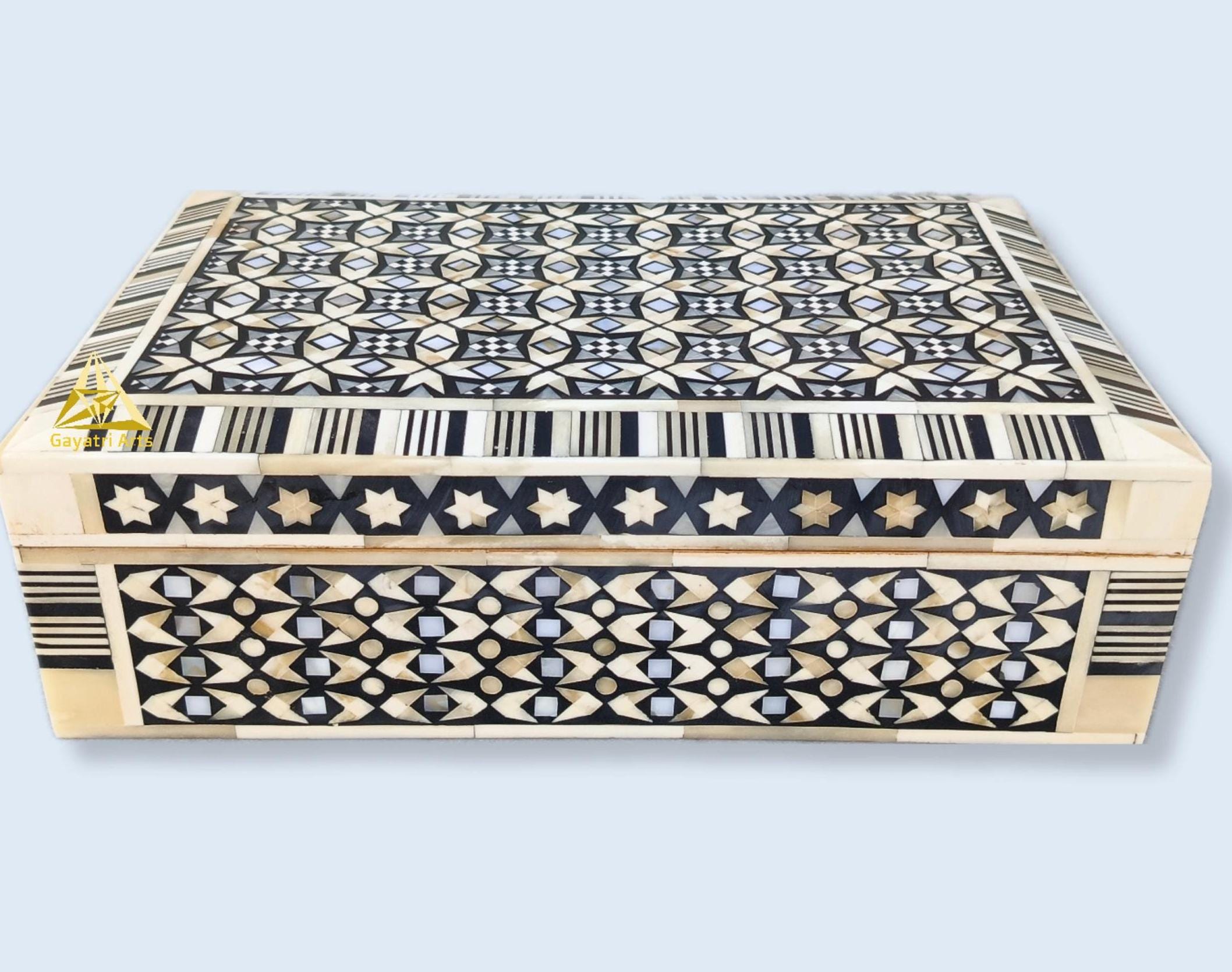 Home Decor Bone Inlay Box | Bone and Mother of Pearl Inlay Jewelry Box ...