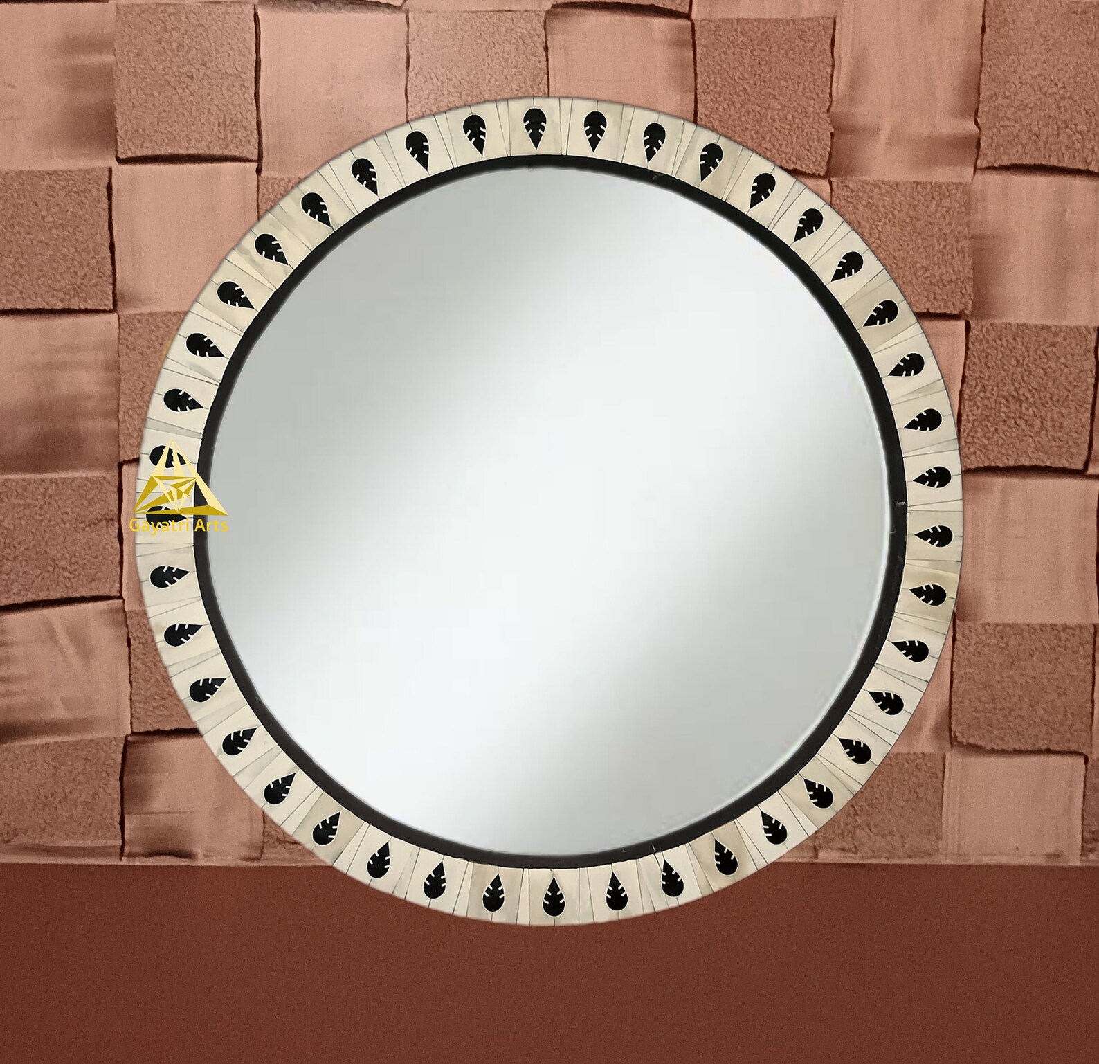 Bone Inlay Round Mirror Frame | Home Decor Mirror Frame - Etsy