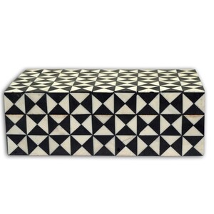 Bone Inlay Jewelry Box: Black and White Geometric Storage - Etsy