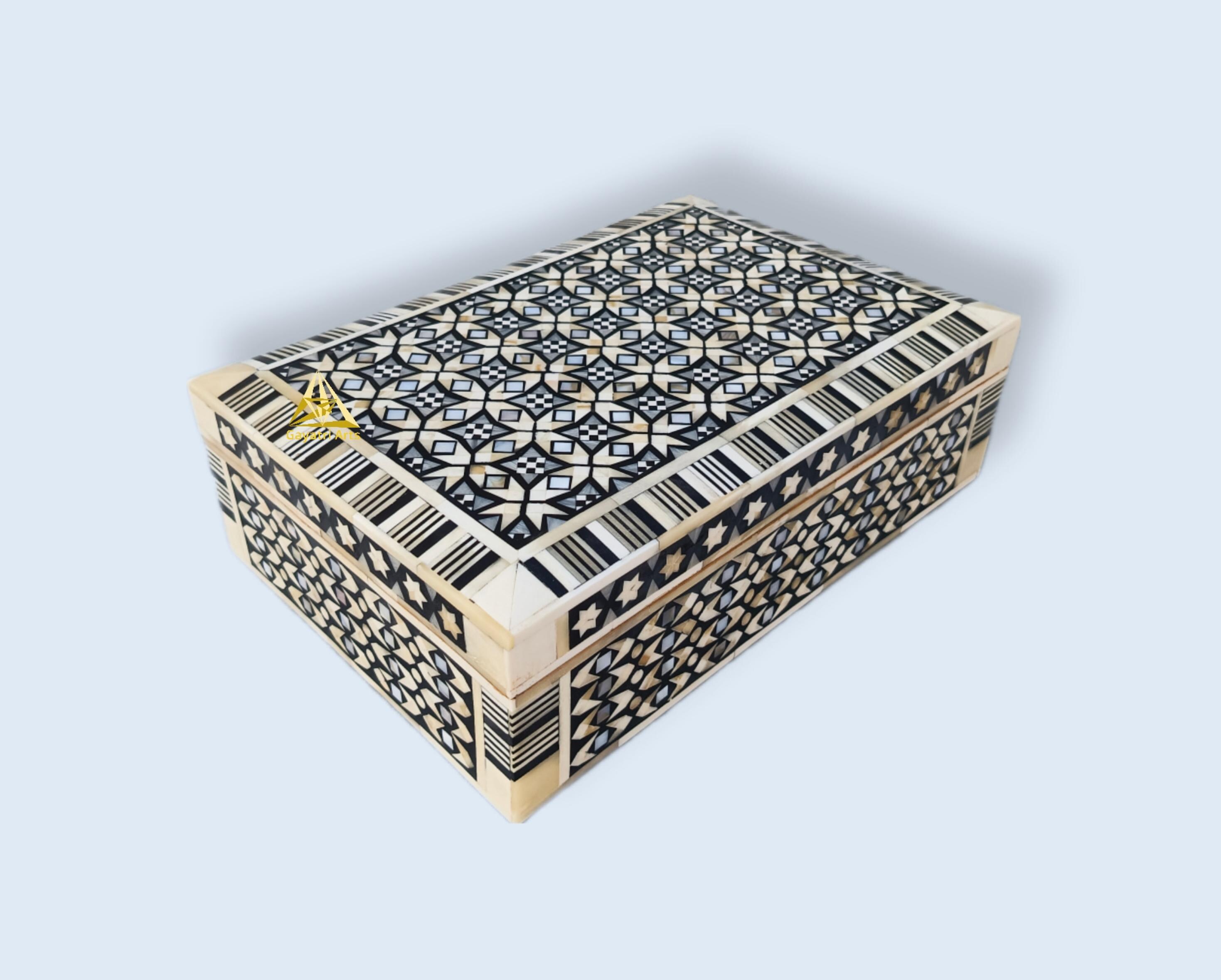 Home Decor Bone Inlay Box | Bone and Mother of Pearl Inlay Jewelry Box ...