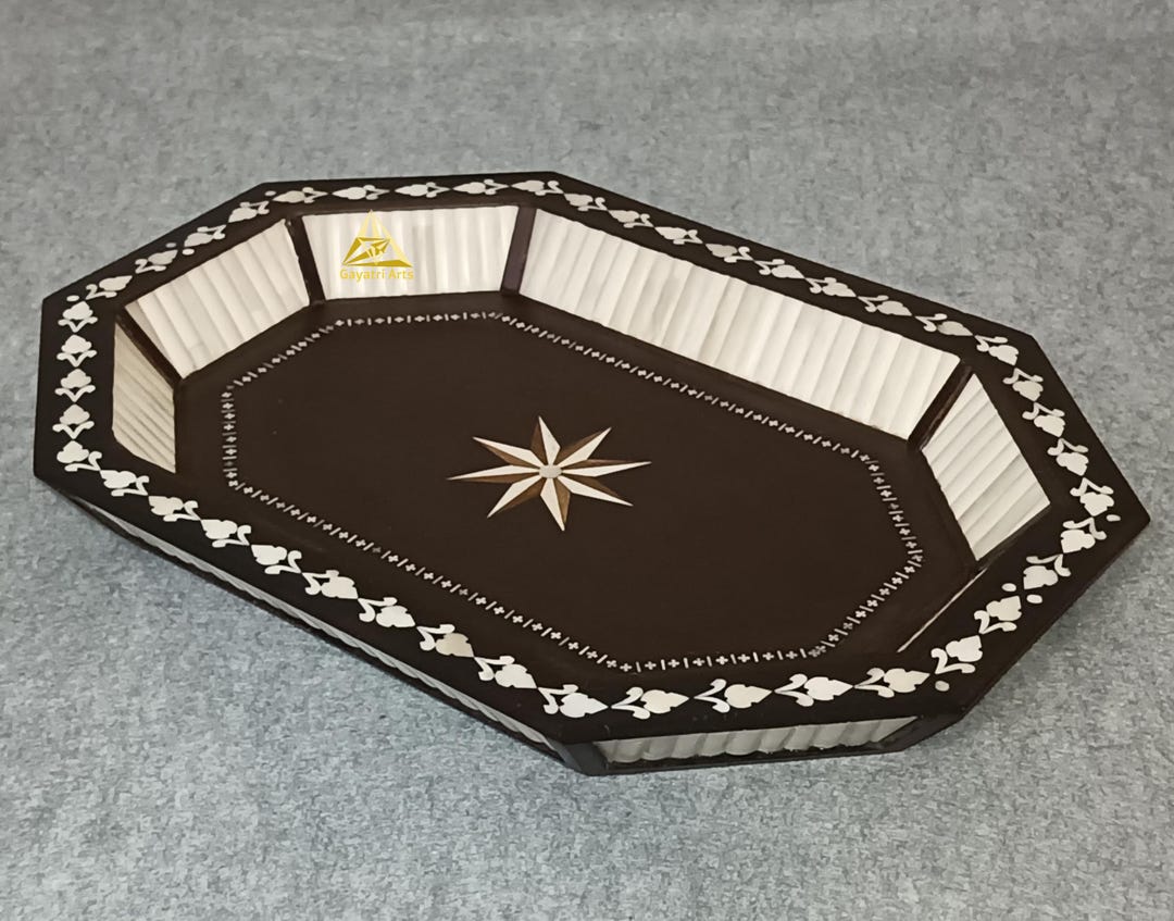 Home Decor Bone Inlay Tray | Bone Inlay Carving Design Sarving Tray ...