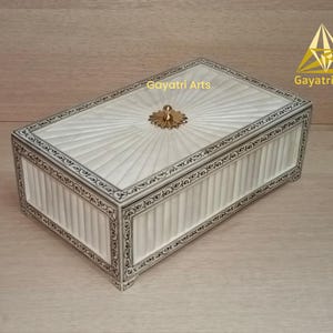 Hand Painted Bone Inlay Carving Design Box | Bone Inlay Hand Carved ...