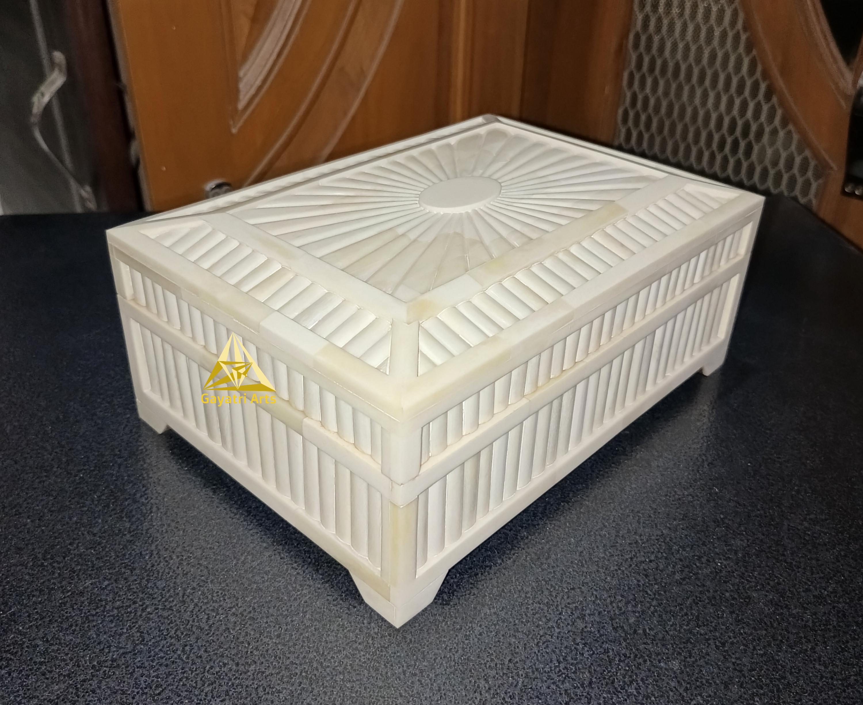 Home Decor Bone Inlay Box | Hand Carved Bone Inlay Jewelry Box | Bone ...