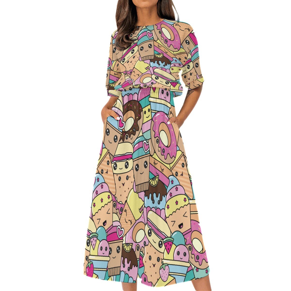 Kawaii Cute Snacks Dress With Pockets, Foodie Dress for Teachers, Cute ...