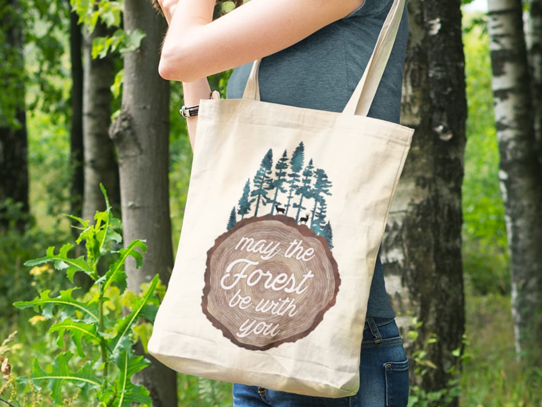 May the Forest Be With You Tote, Pine Tree Graphic Bag, Nature Lover ...