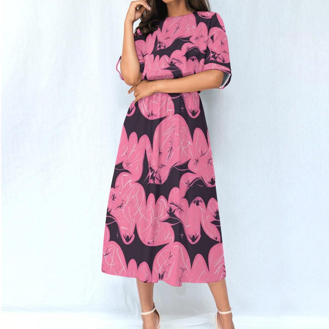 Pink Halloween Bats Dress With Pockets for Goth Girl, Halloween Party ...