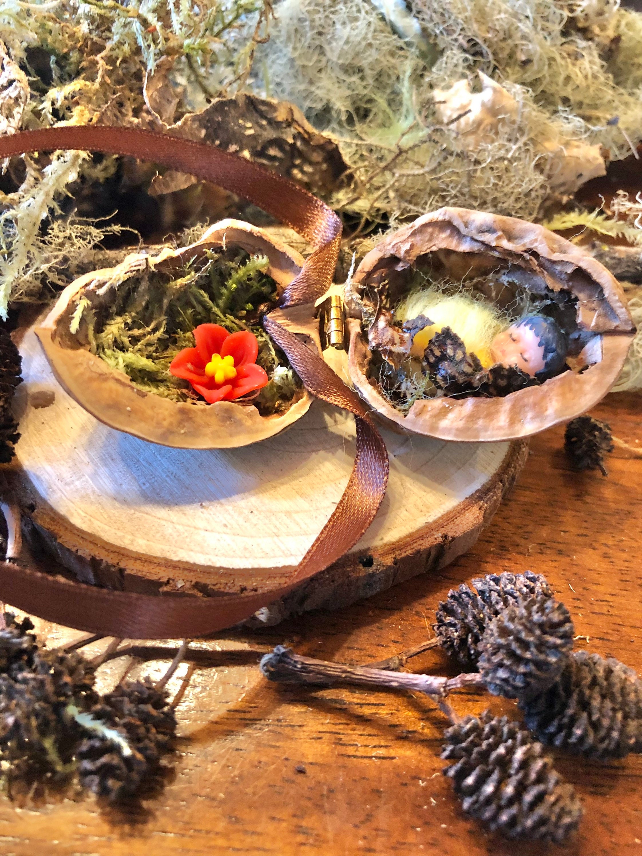 Micro Baby in Walnut Box Diorama - Etsy