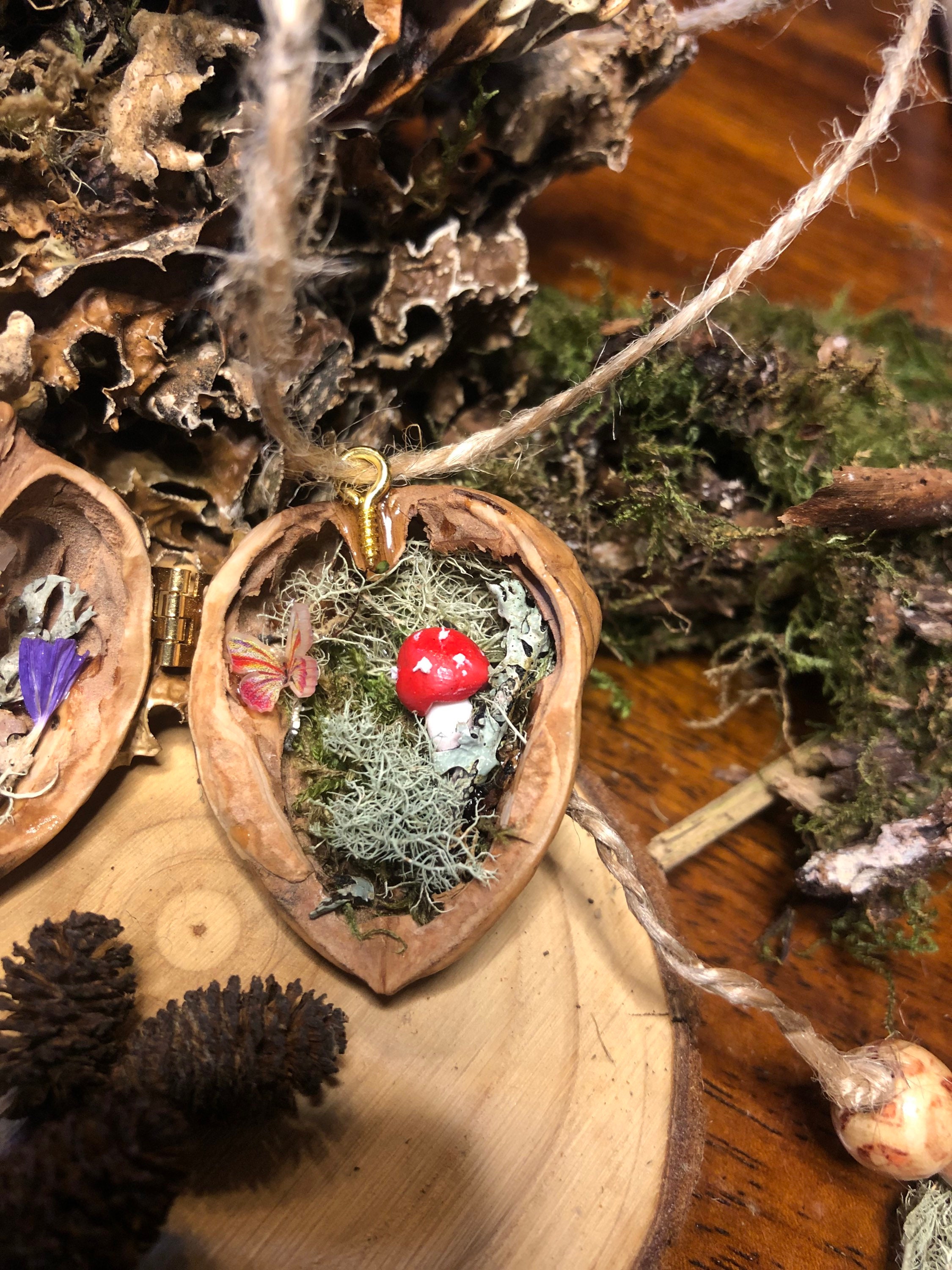 Micro Fairy in a Walnut House Diorama With Aventurine Stone Window - Etsy