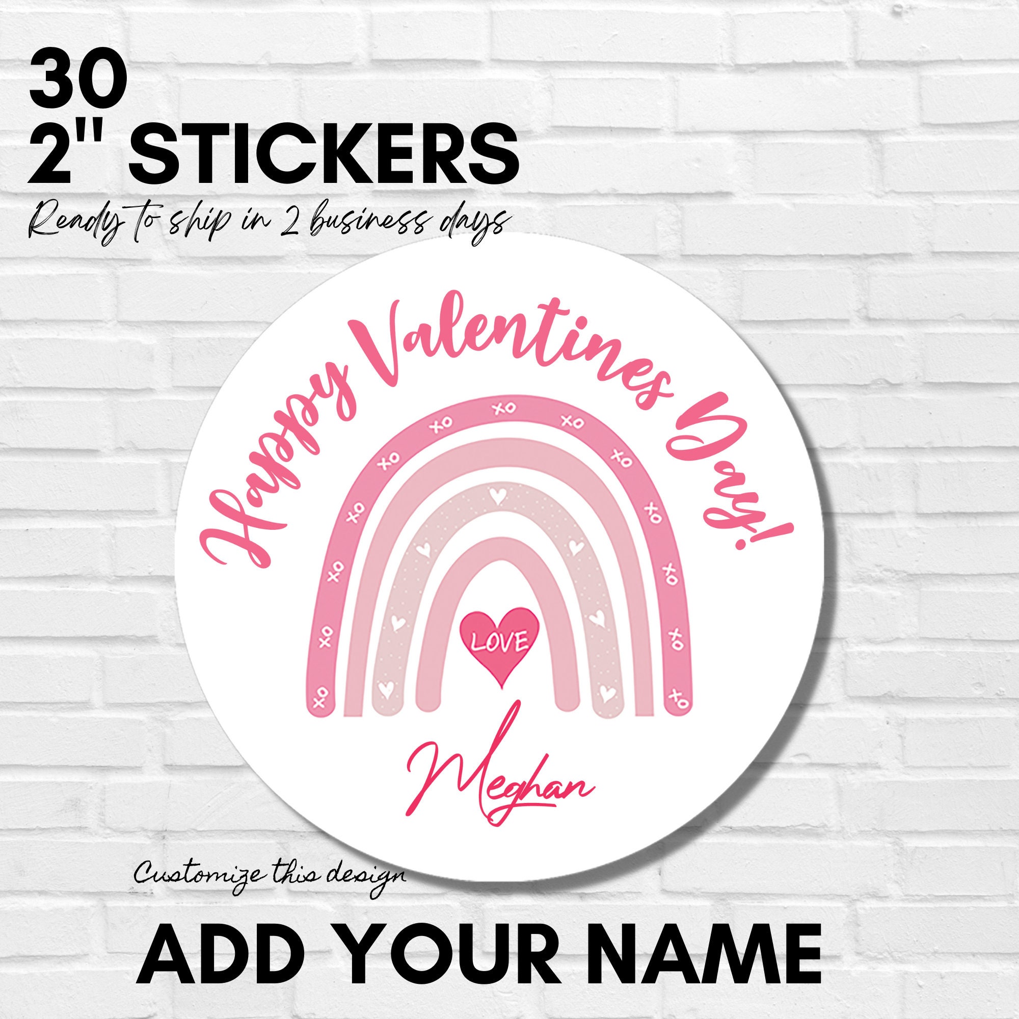 Light Pink Rainbow Stickers Personalized With Your Name Stickers For ...