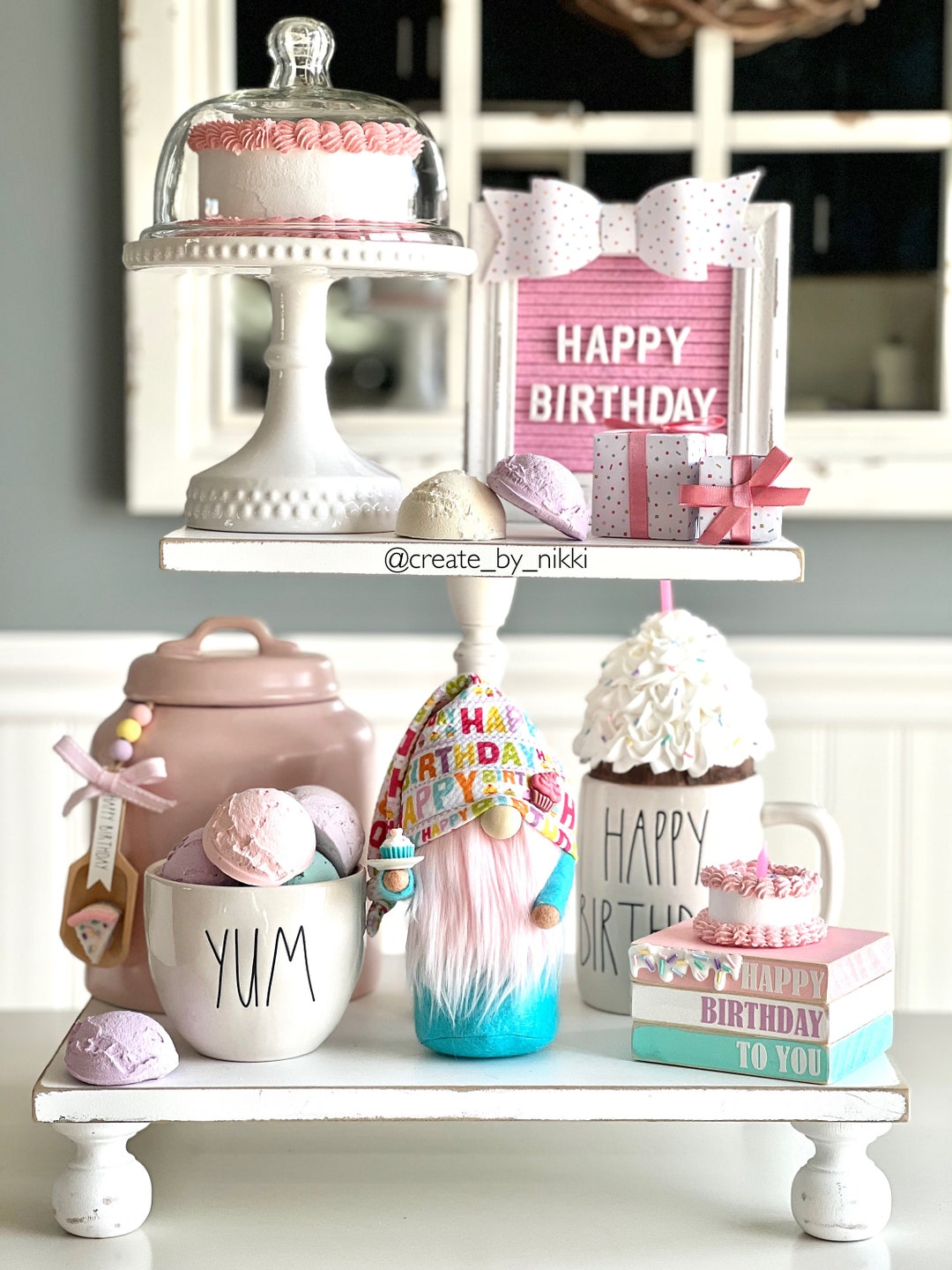Happy Birthday Tier Tray Sprinkles Ice Cream Display Rae Dunn Display ...