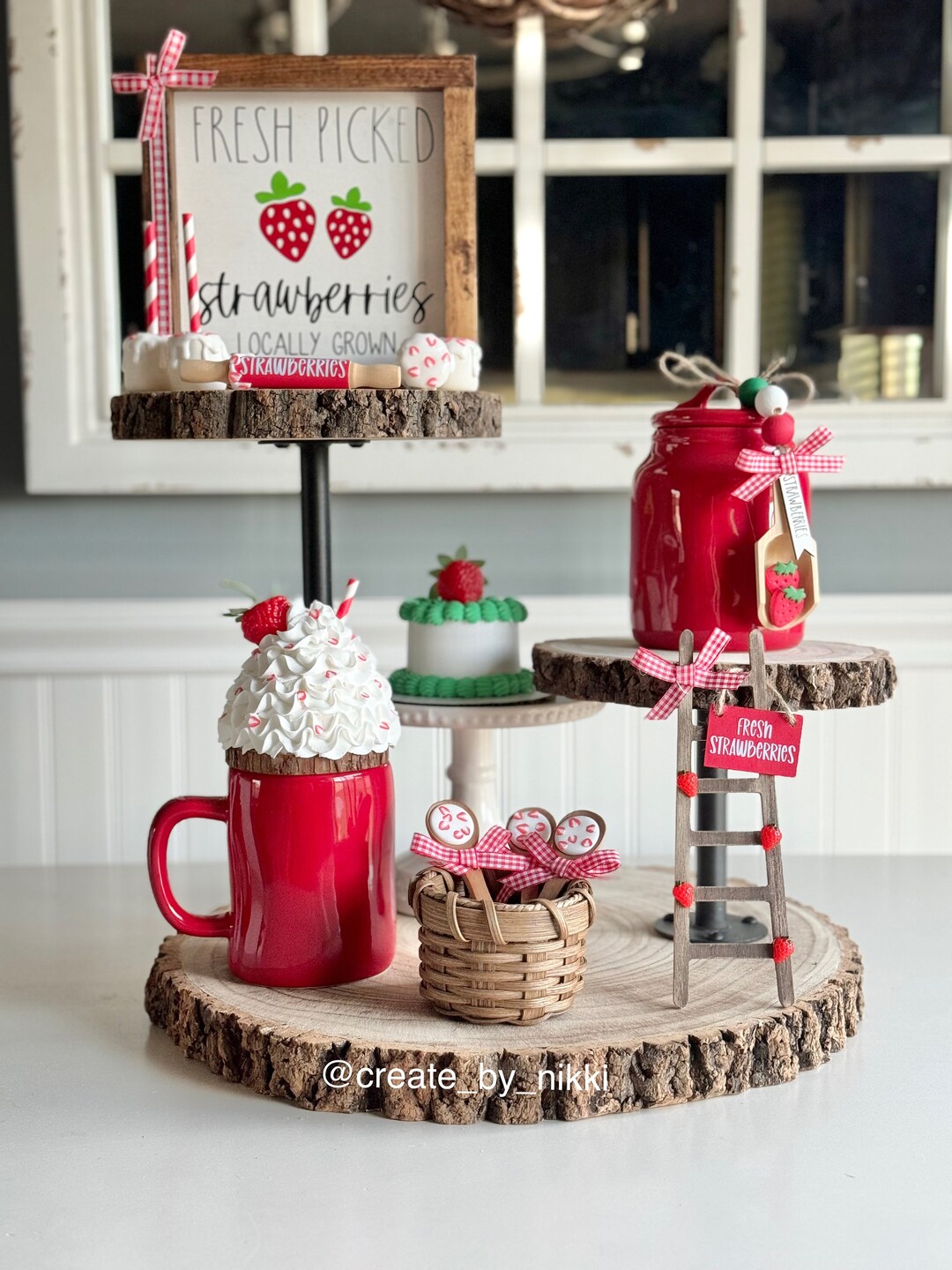 Strawberry Tier Tray | Strawberry Sweets | Fake Bake | Food Prop - Etsy