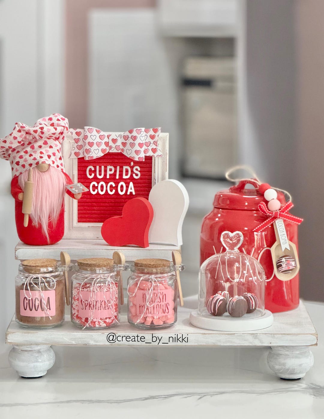 Valentine's Cocoa Bar Jars | Cupid's Cafe Tiered Tray Decor - Etsy