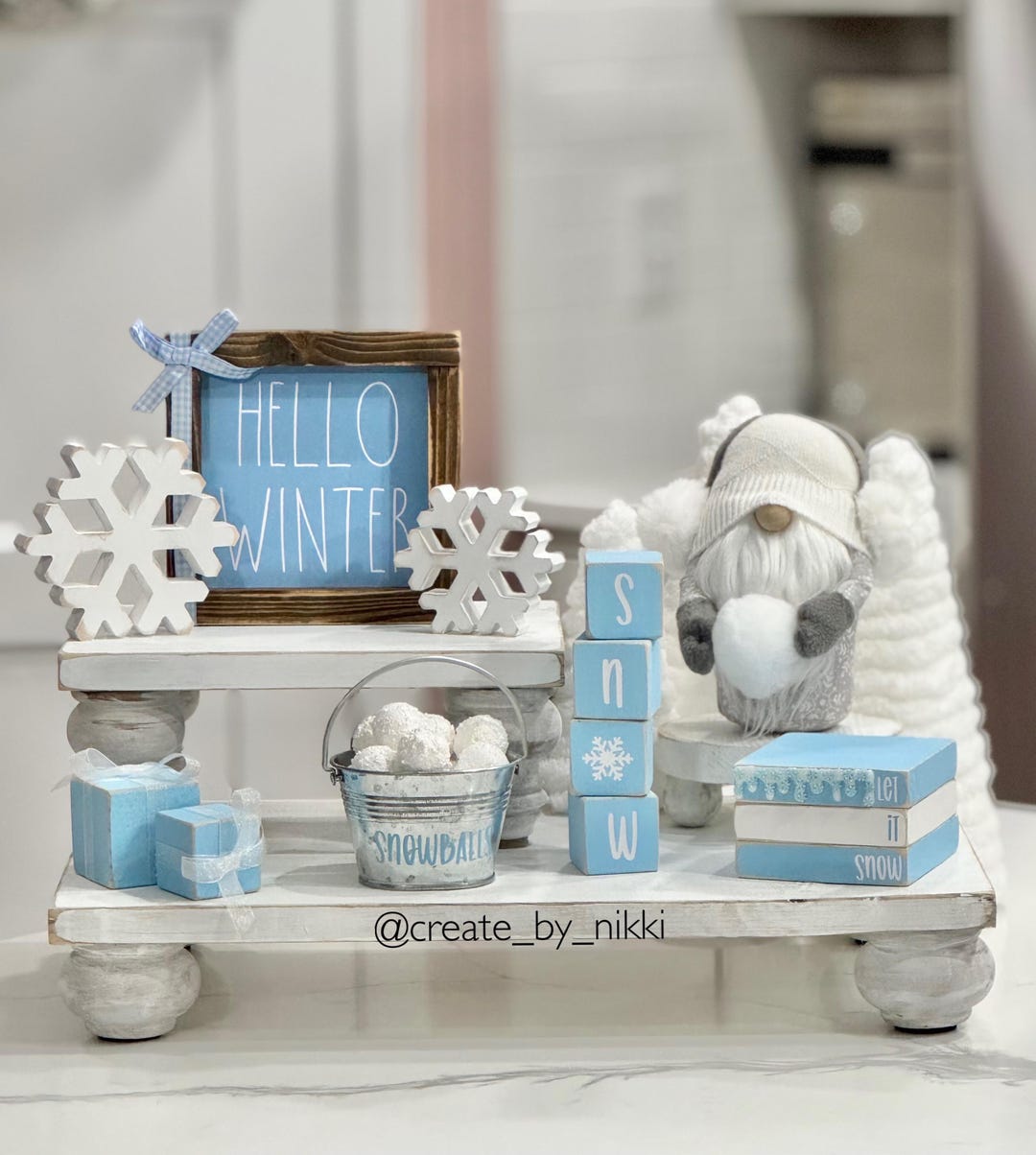 Winter Wonderland Display | Snowballs | Wooden Blocks | Snowflakes ...