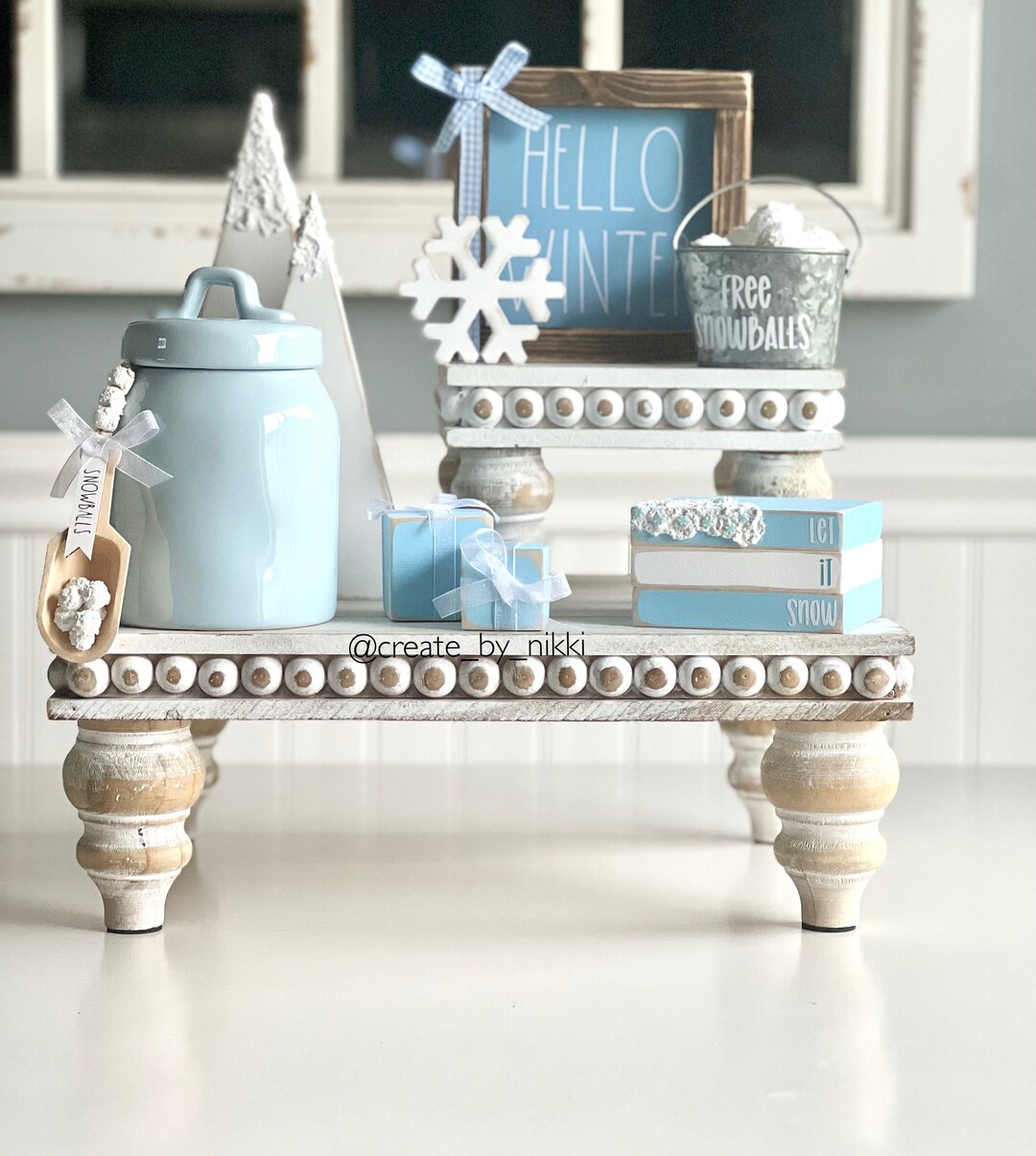 Winter Wonderland Tier Tray Christmas Display Snowball Display Scoop ...