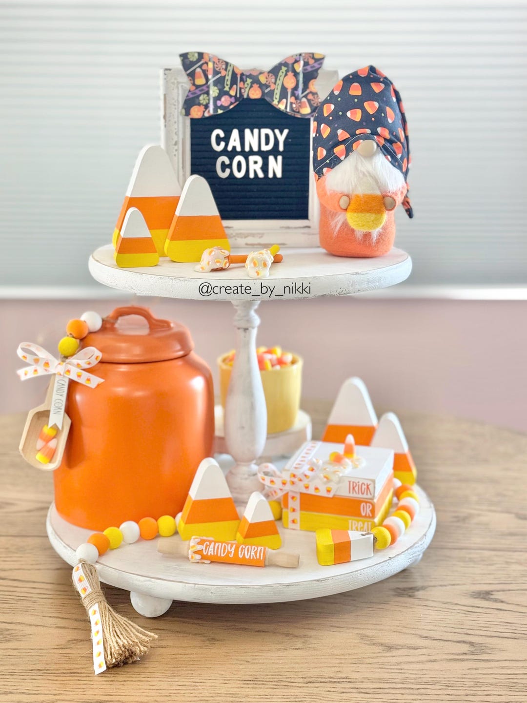 Hand Painted Candy Corn Tier Tray Decor: Halloween Wooden Garland ...