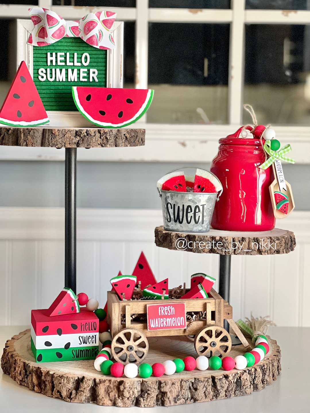 Watermelon Tier Tray | Summer Display | Fruit | Sweet | Farmhouse Decor ...