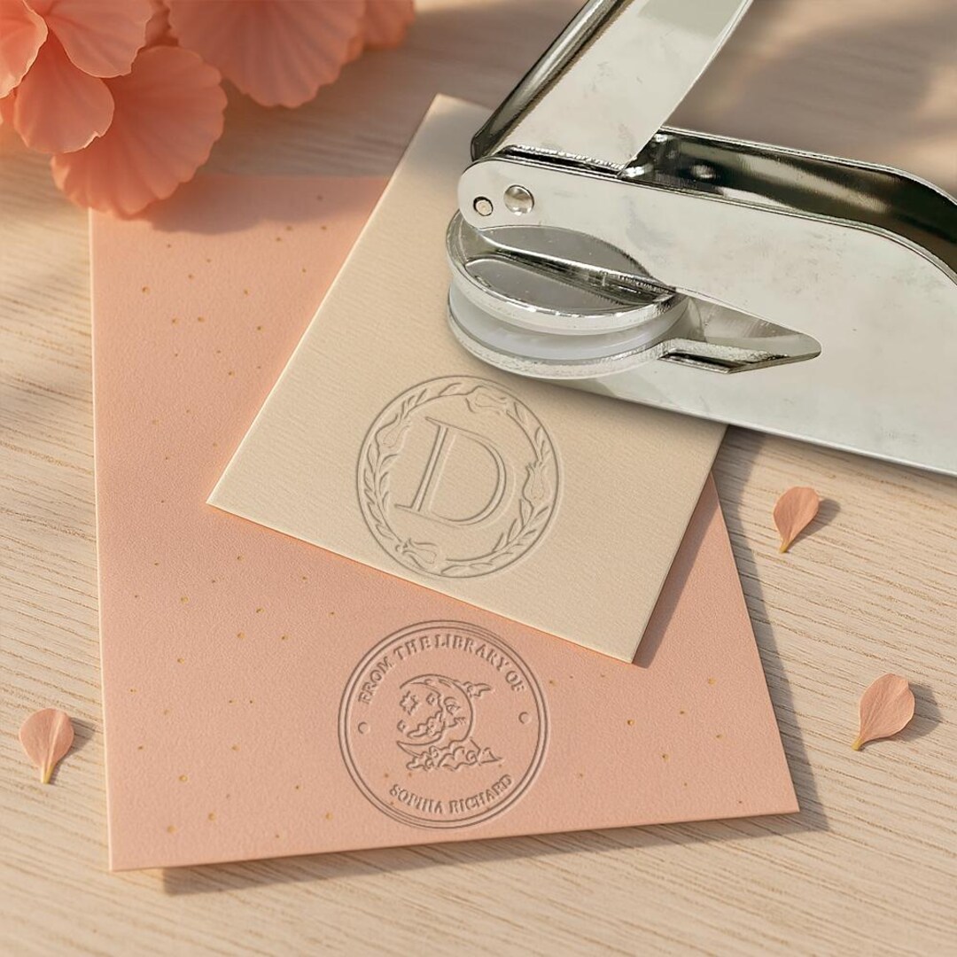 Personalized Wedding Embossing Stamp, Custom Monogram Stamp, Embosser ...