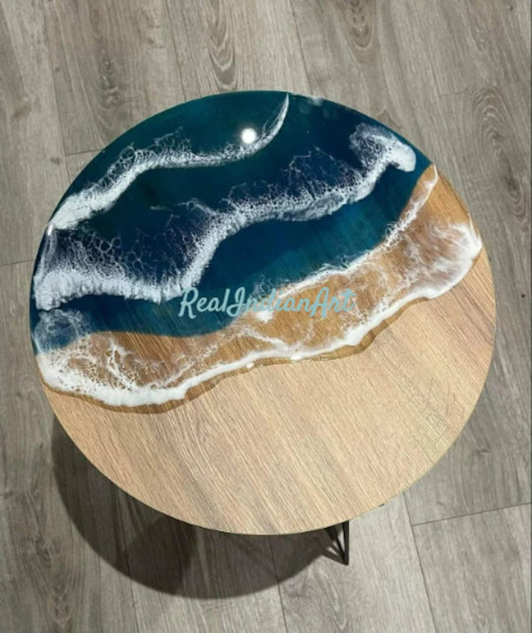 Resin Coffee Table Round Wood Coffee Table Circular Coffee - Etsy