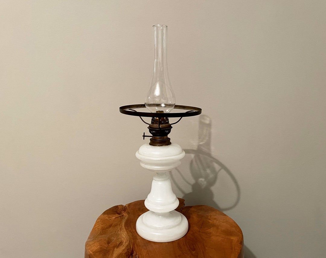 Antique European Opaline Oil Lamp / Kerosene Lamp, Milky White Glass - Etsy