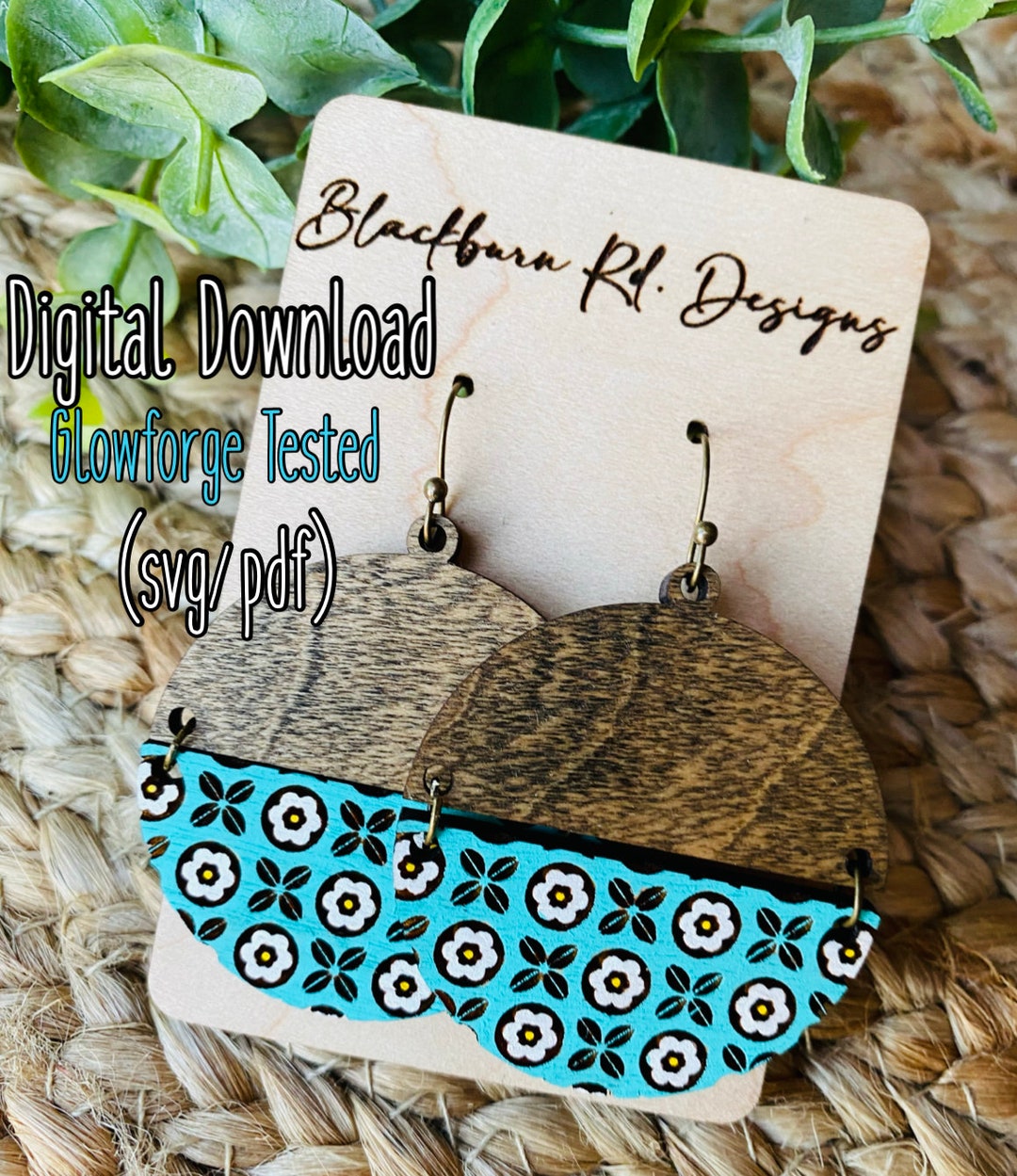 Wooden Coffee Beans and Flowers Patterned Dangles Digital File for ...