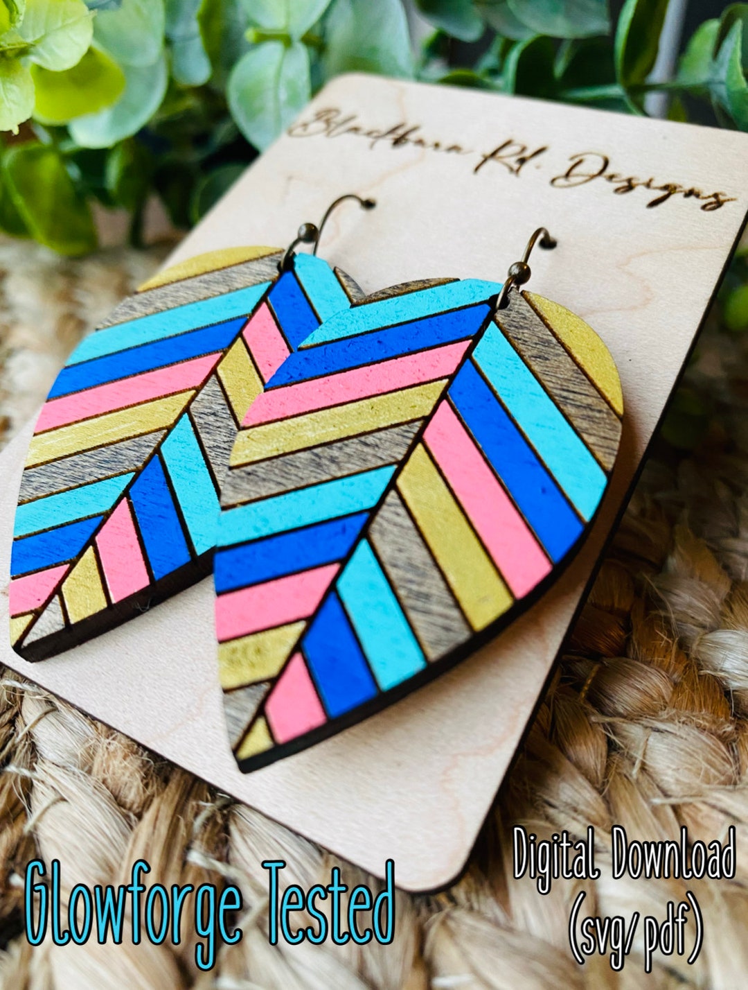 Petal Striped Leaf Dangles Digital File - Etsy