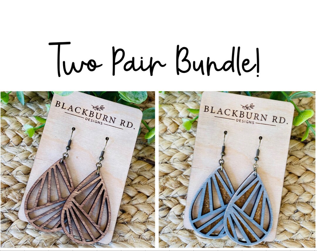Two Pair Bundle Cut Geometric Teardrop Dangles Bundle Digital File - Etsy