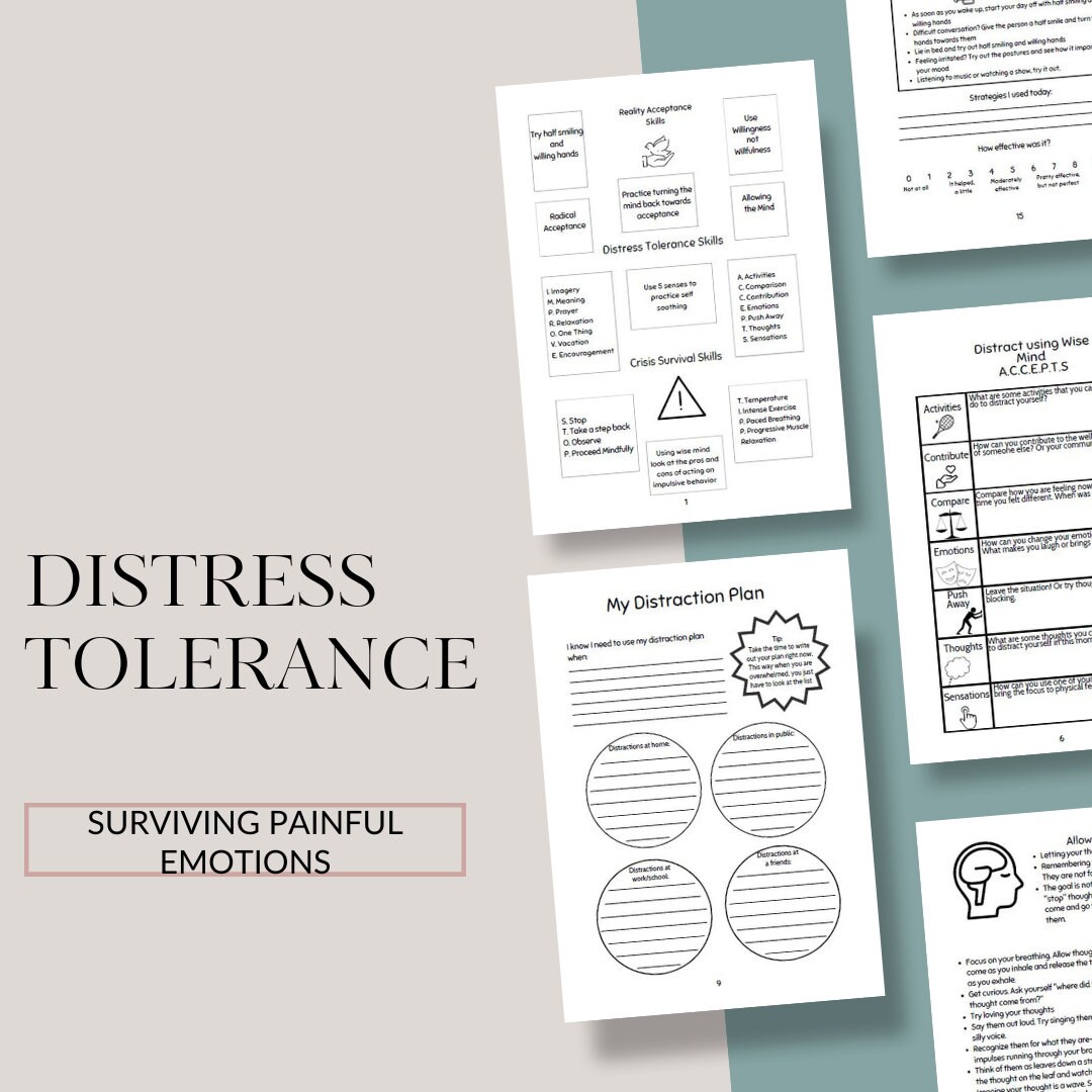 Distress Tolerance Worksheets - Etsy