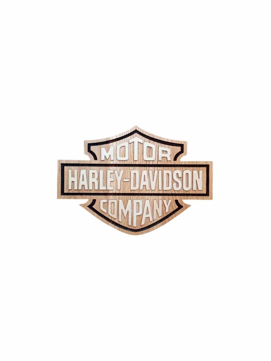 Harley Davidson Logo in Solid Wood, Oak and Maple, Gift for Motorcycle ...