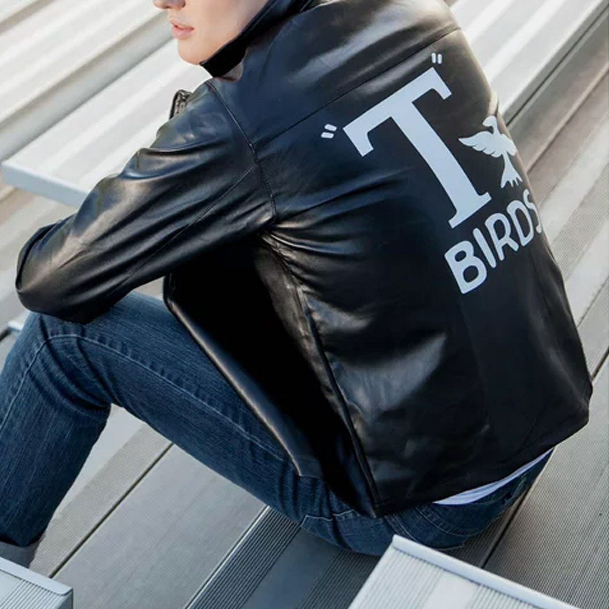 John Travolta Gang Grease 2 T-birds Jacket Black Motorcycle Fashion ...