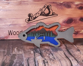 3D Layered Wood Art, Fishing, Fish - Etsy